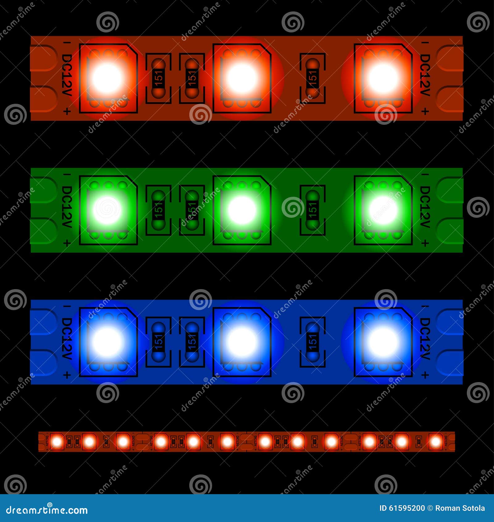 Glowing LED Light Strip Seamless Stock Vector - Illustration of detail ...