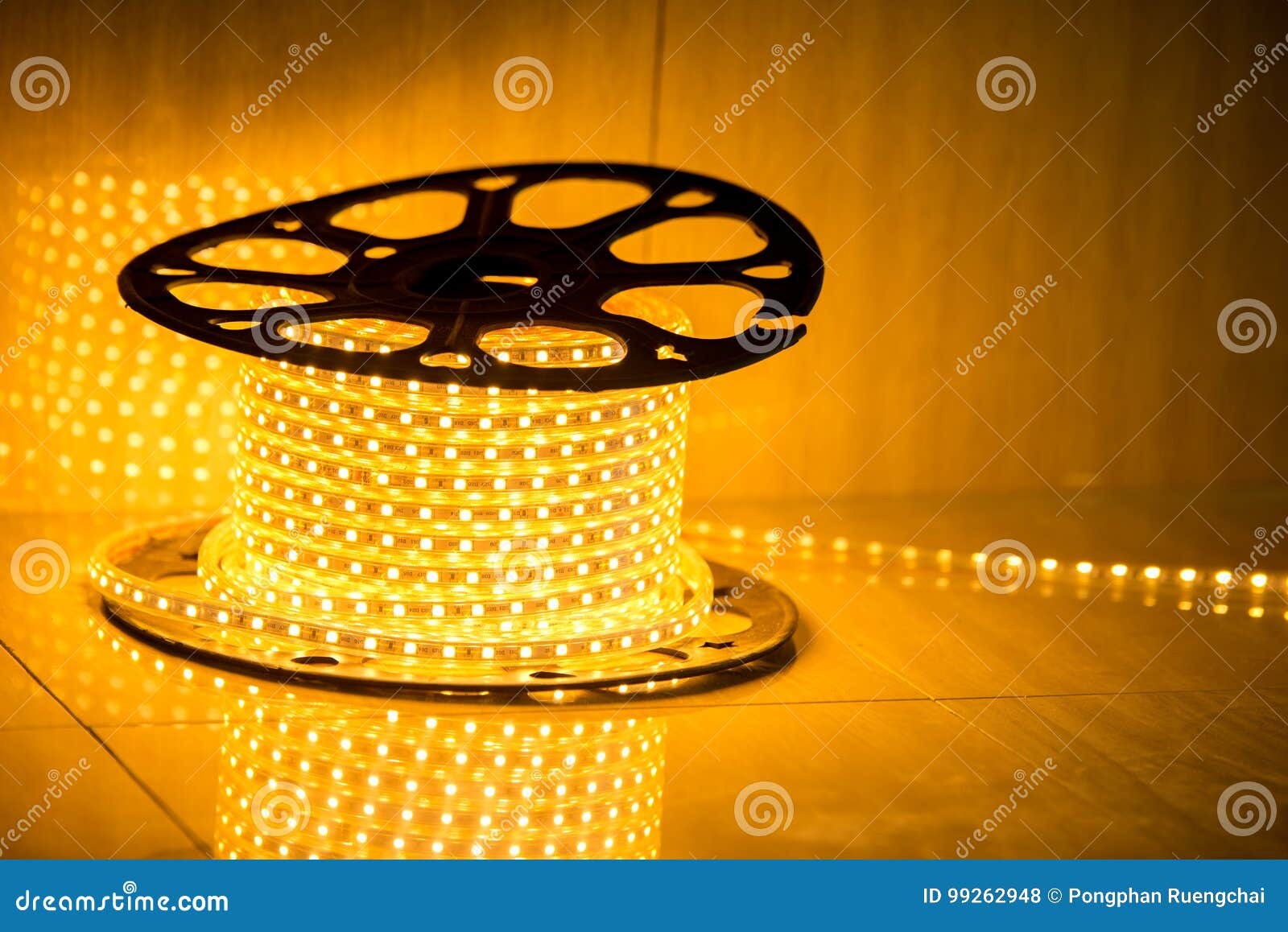 Led Strip Coil Closeup. Diode With Control Panel For Switching Colors ...