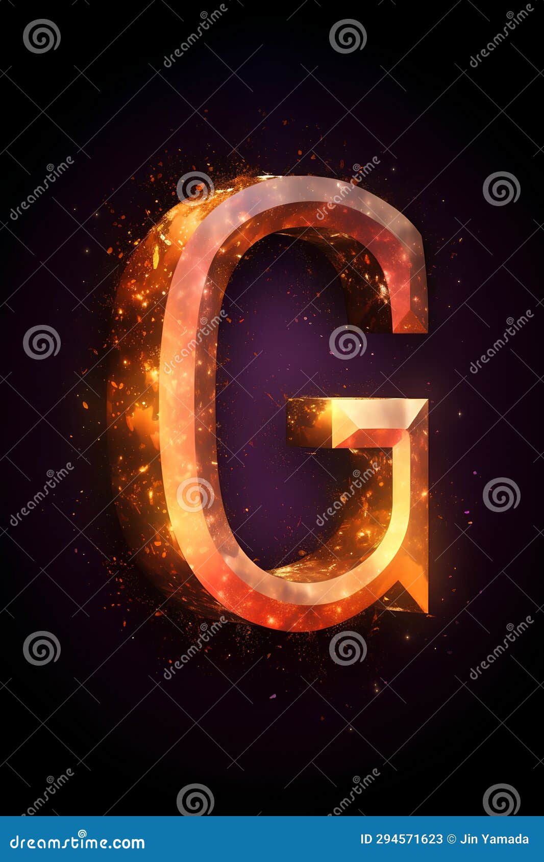 Glowing Letter G in the Form of a Fiery Explosion. Vector Illustration ...
