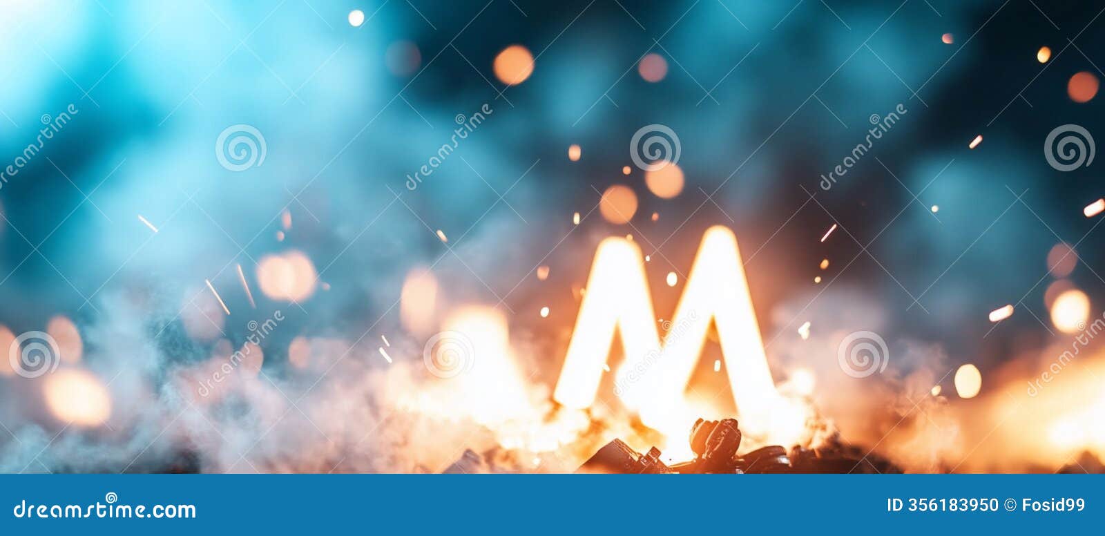 Glowing Letter M in Fire and Sparks Stock Illustration - Illustration ...