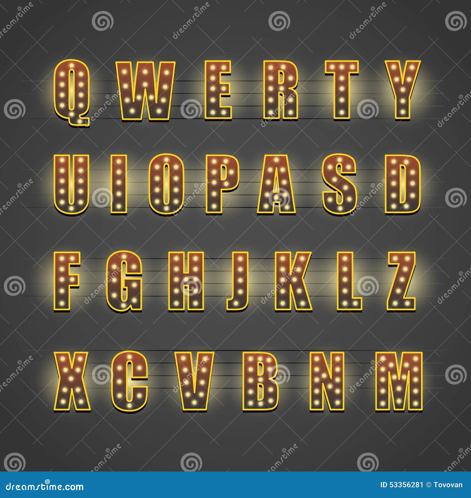 Glowing Letters Vector Collection Stock Vector - Illustration of ...