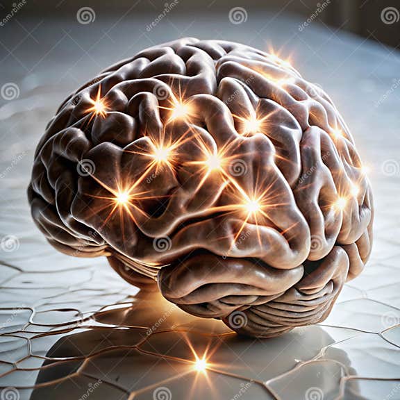 Glowing Light Brain Representing AI and Innovation Stock Illustration ...