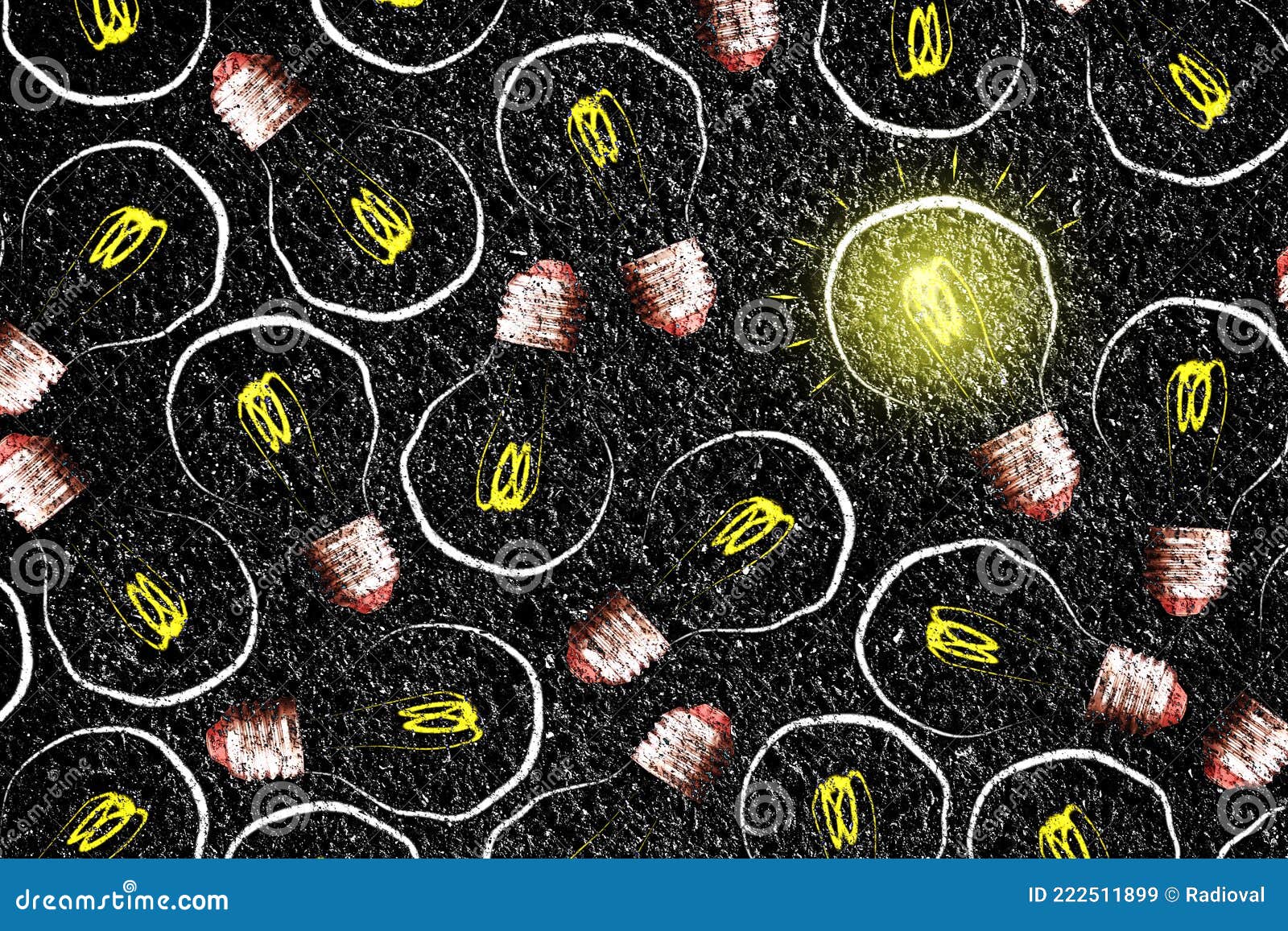 Glowing Light Bulb on the Asphalt Background. the Concept of New Ideas ...