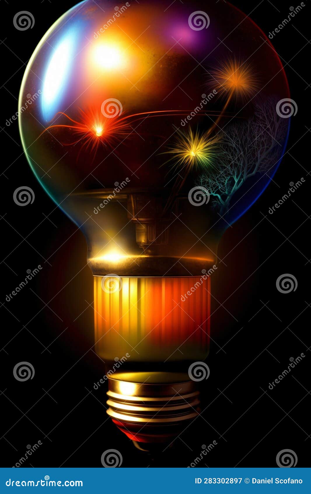 A Glowing Light Bulb on a Black Background. Generative AI Stock ...
