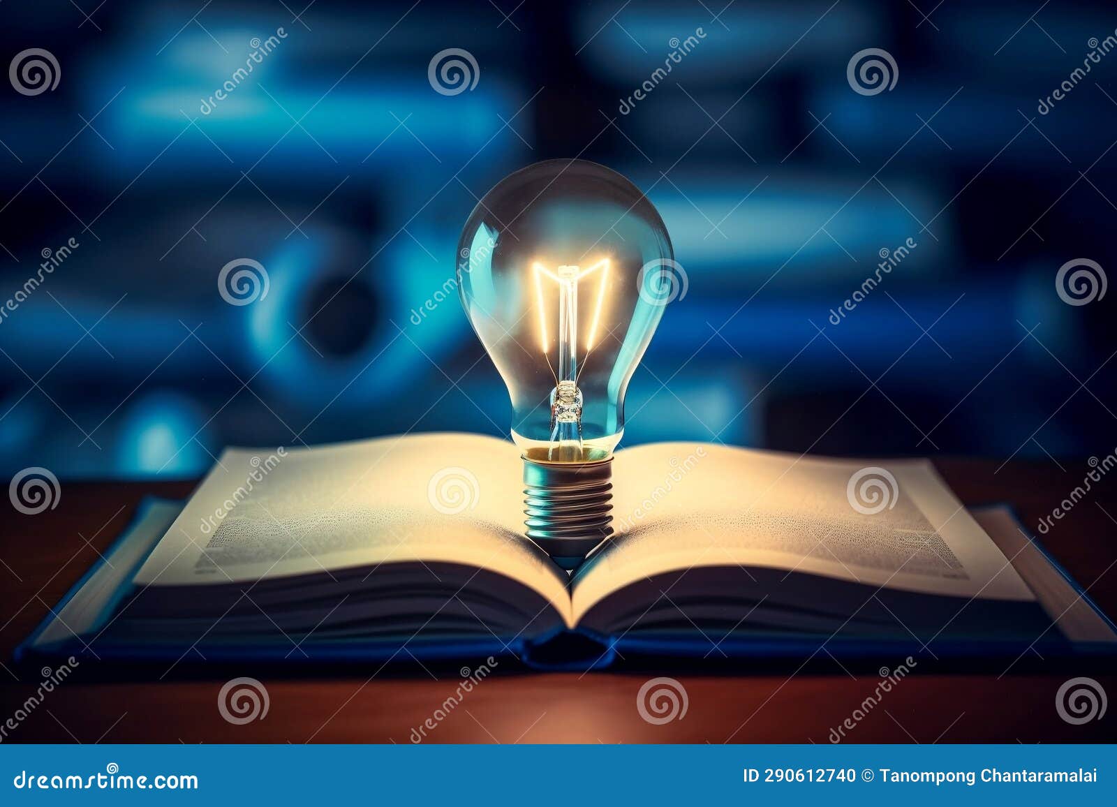 Glowing Light Bulb on a Book, Power of Knowledge, Inspiration from ...