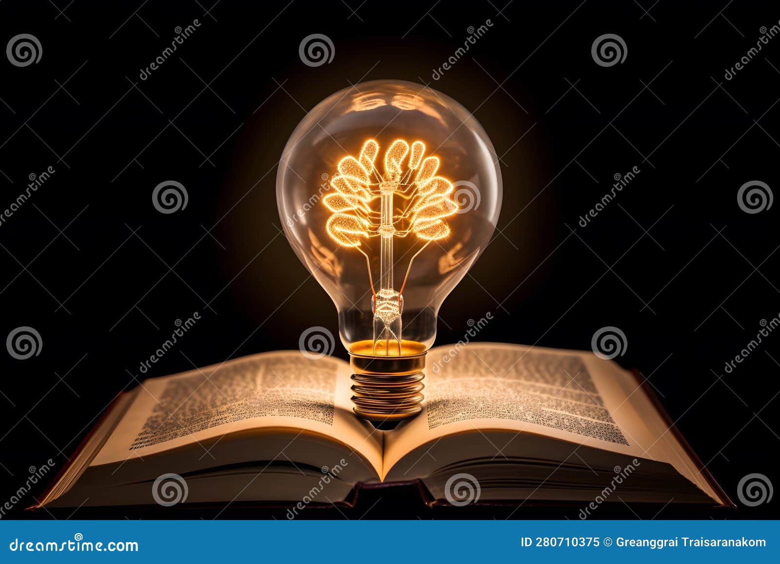 Glowing Light Bulb on Book. Self Learning or Education Knowledge Stock ...