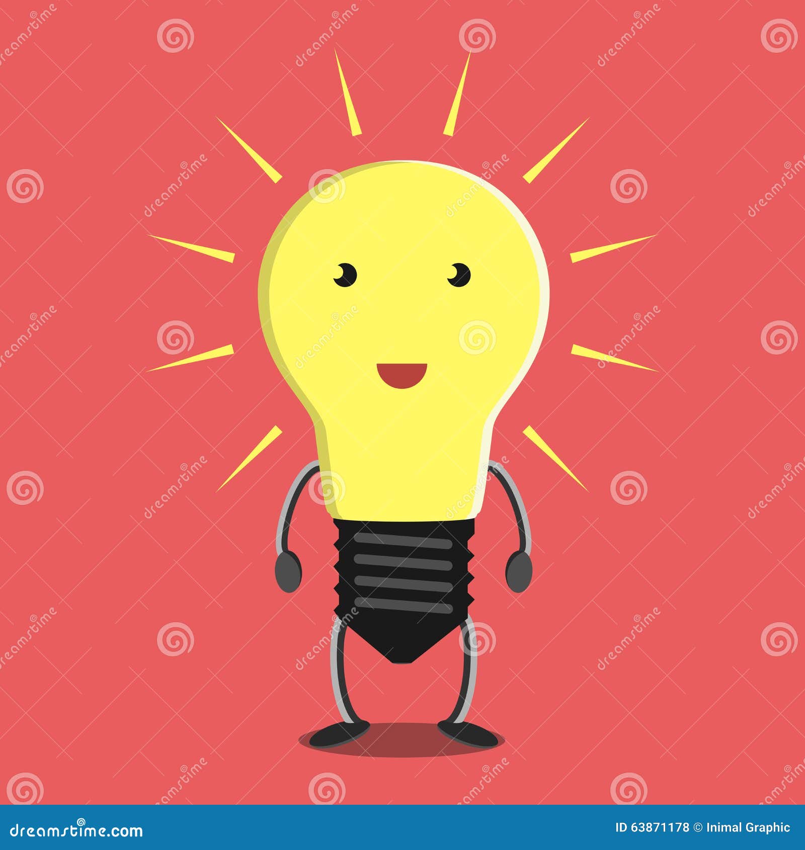 Glowing Light Bulb Character Stock Vector - Illustration of design ...