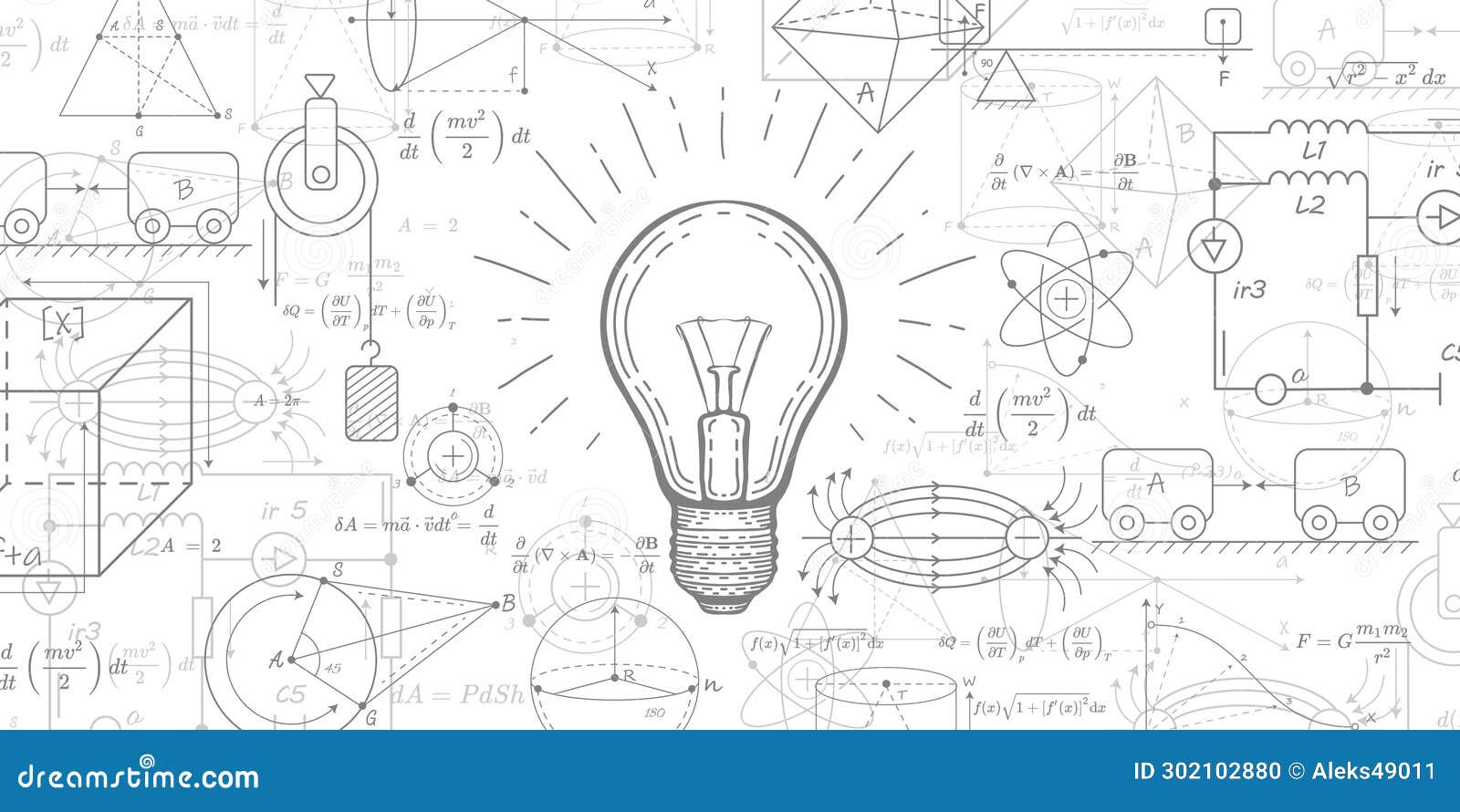 Glowing Light Bulb Concept. School Background In Physics And ...