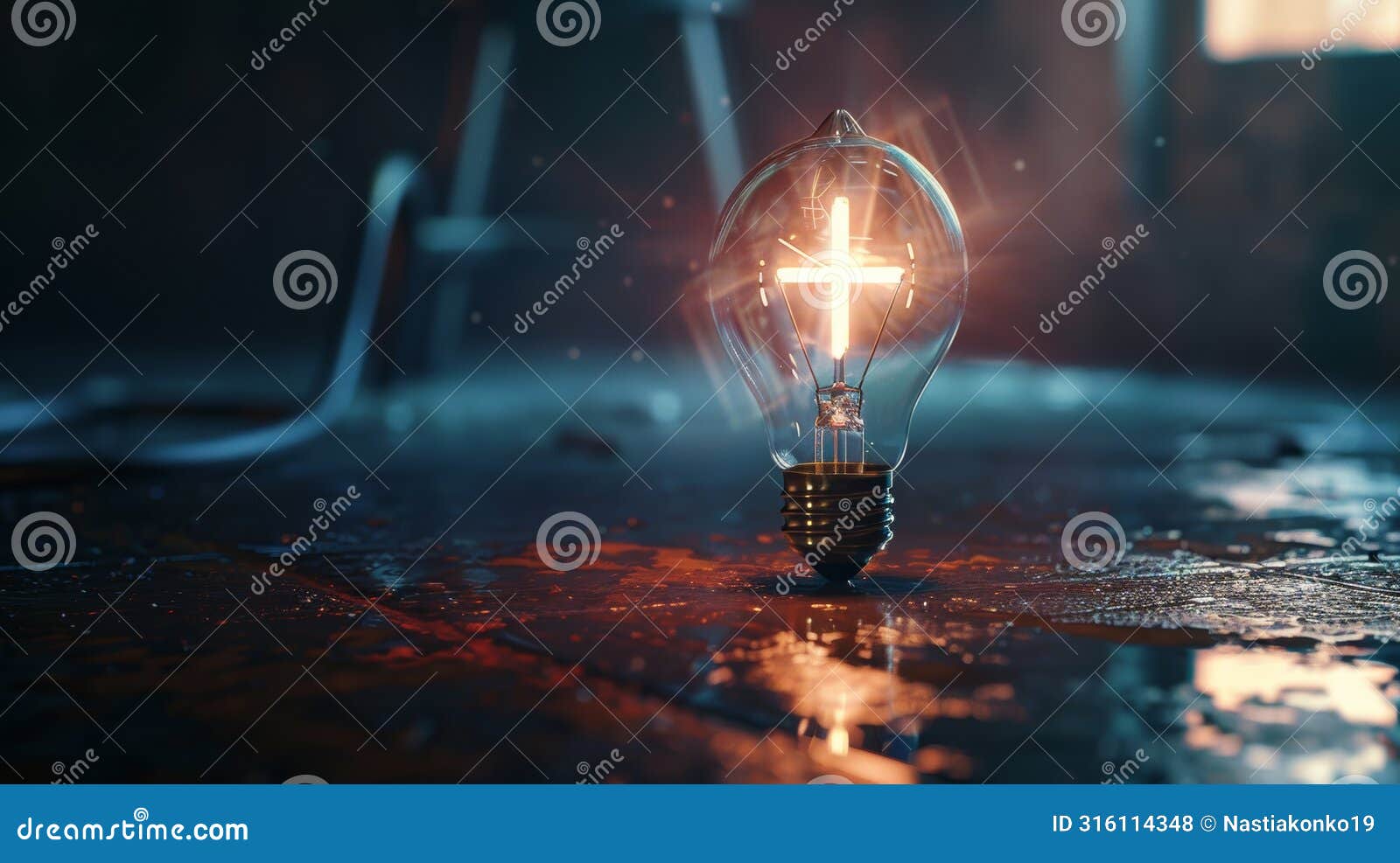 Glowing Light Bulb with a Cross Inside Stock Photo - Image of ...