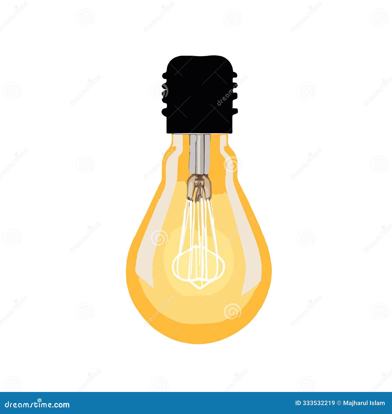 Glowing Light Bulb Flat Design Vector Illustration Stock Illustration ...