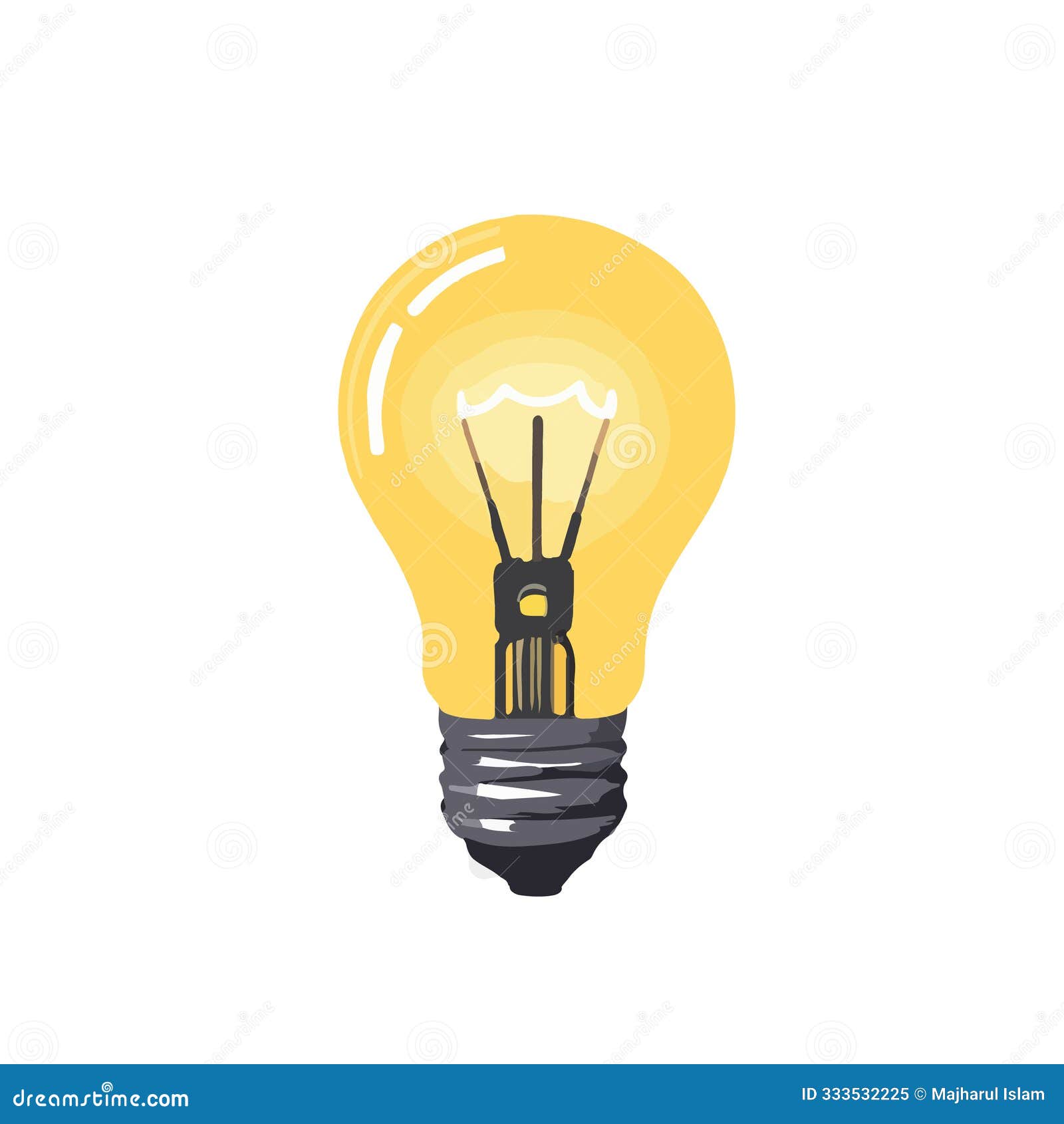 Glowing Light Bulb Flat Design Vector Illustration Stock Illustration - Illustration of ...
