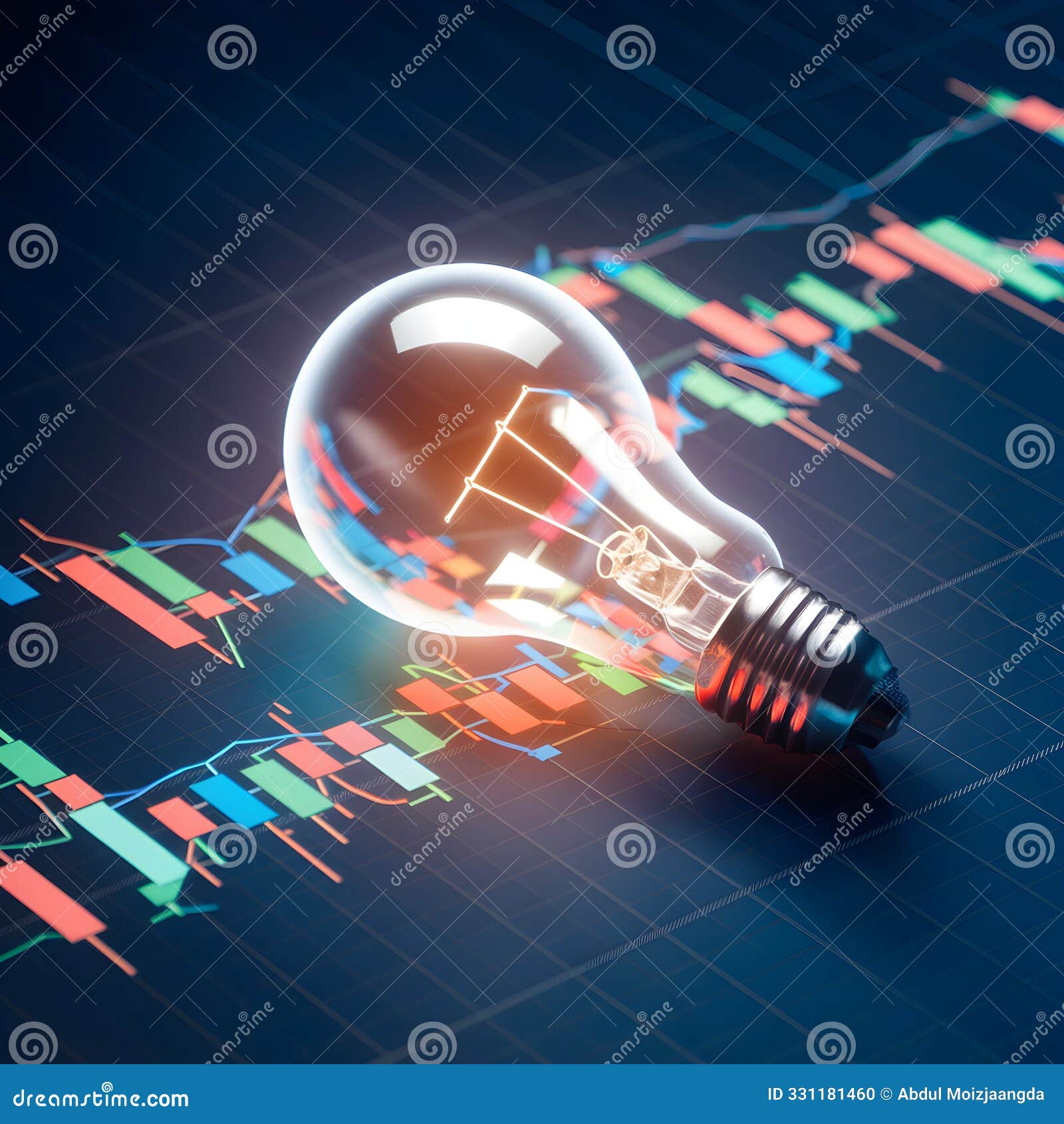 Light Bulb on Grid Surface Surrounded by Colorful Charts, Symbolizing ...