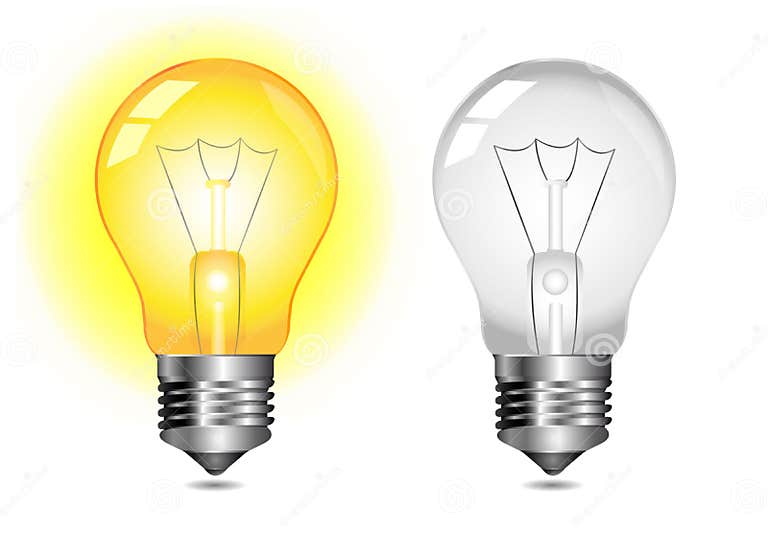 Glowing Light Bulb Icon - on / Off Stock Vector - Illustration of glow ...