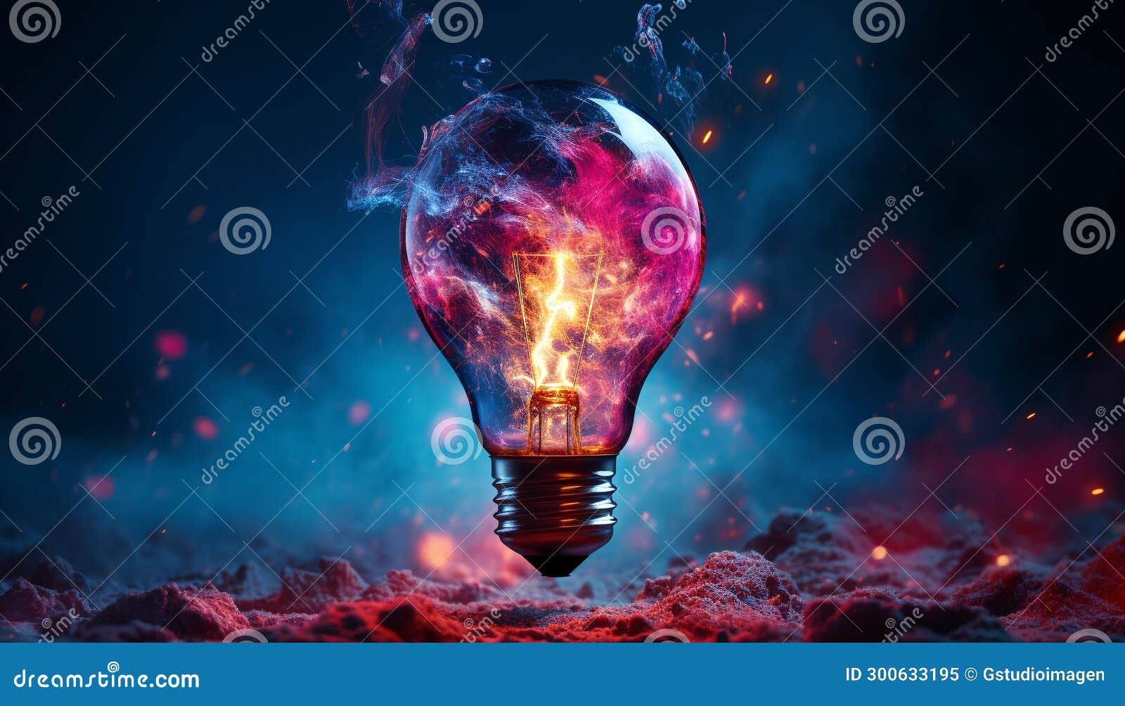 Glowing Light Bulb Ignites Bright Ideas of Innovation Generated by AI ...