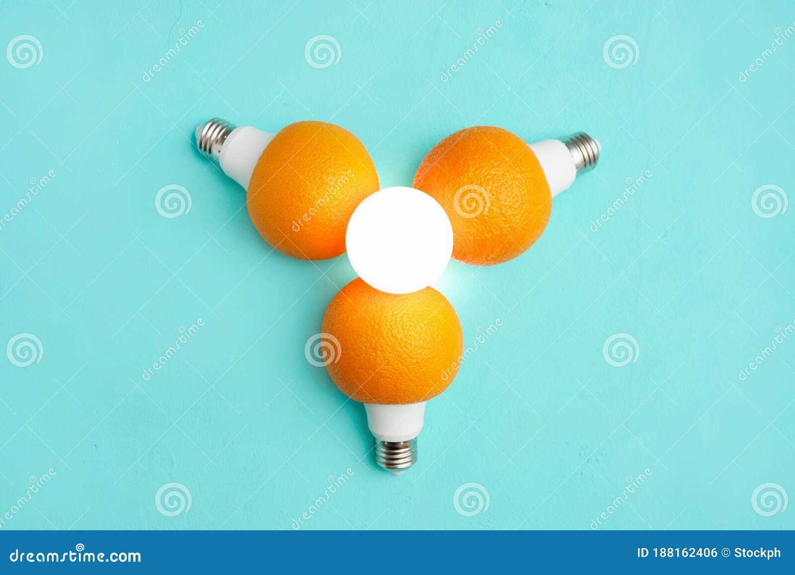Glowing Light Bulb Orange on a Turquoise Background. Creative Ideas ...
