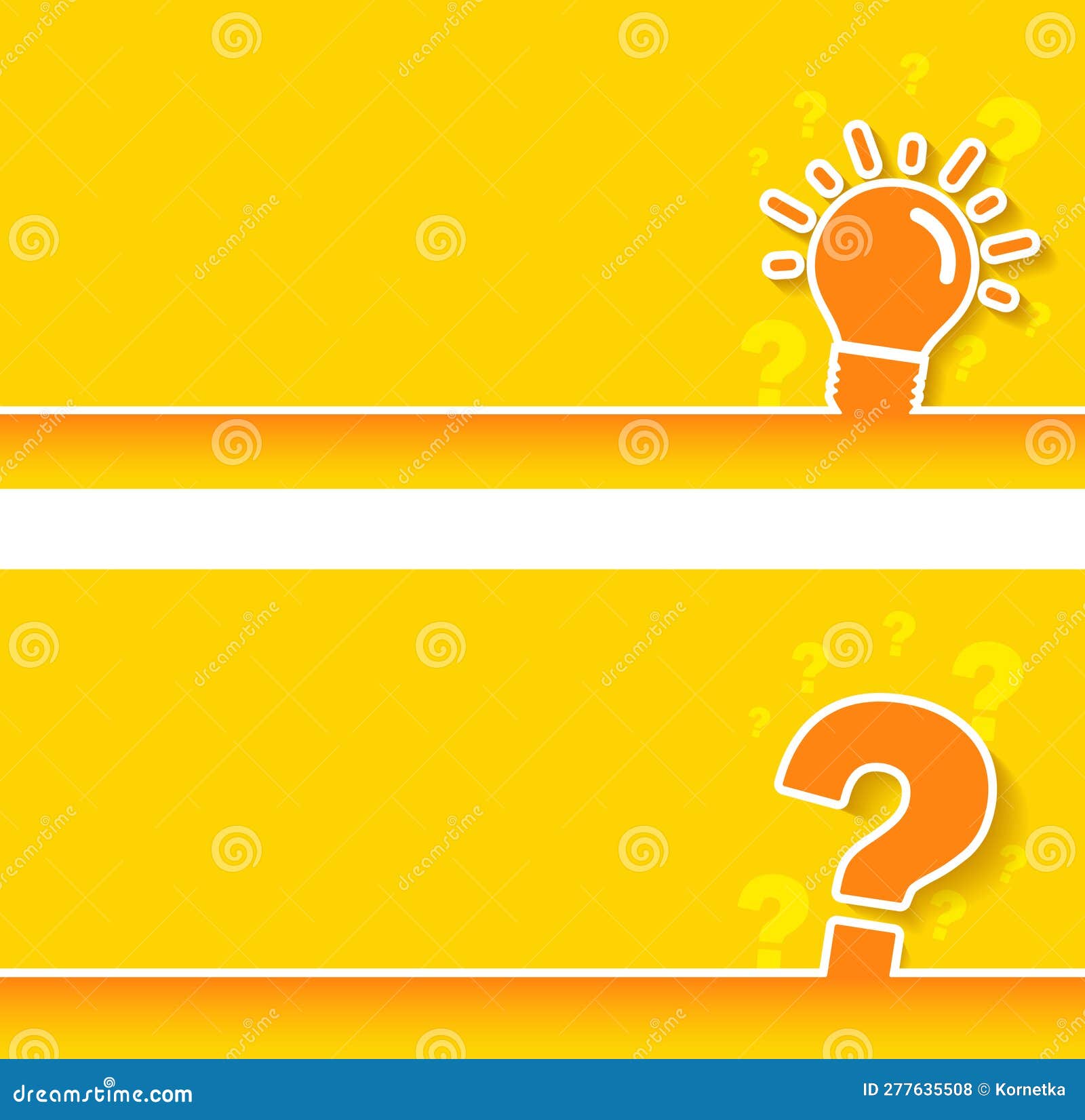 Glowing Light Bulb and Question Mark on Yellow Background. Stock Vector ...