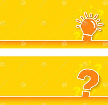 Glowing Light Bulb and Question Mark on Yellow Background. Stock Vector ...