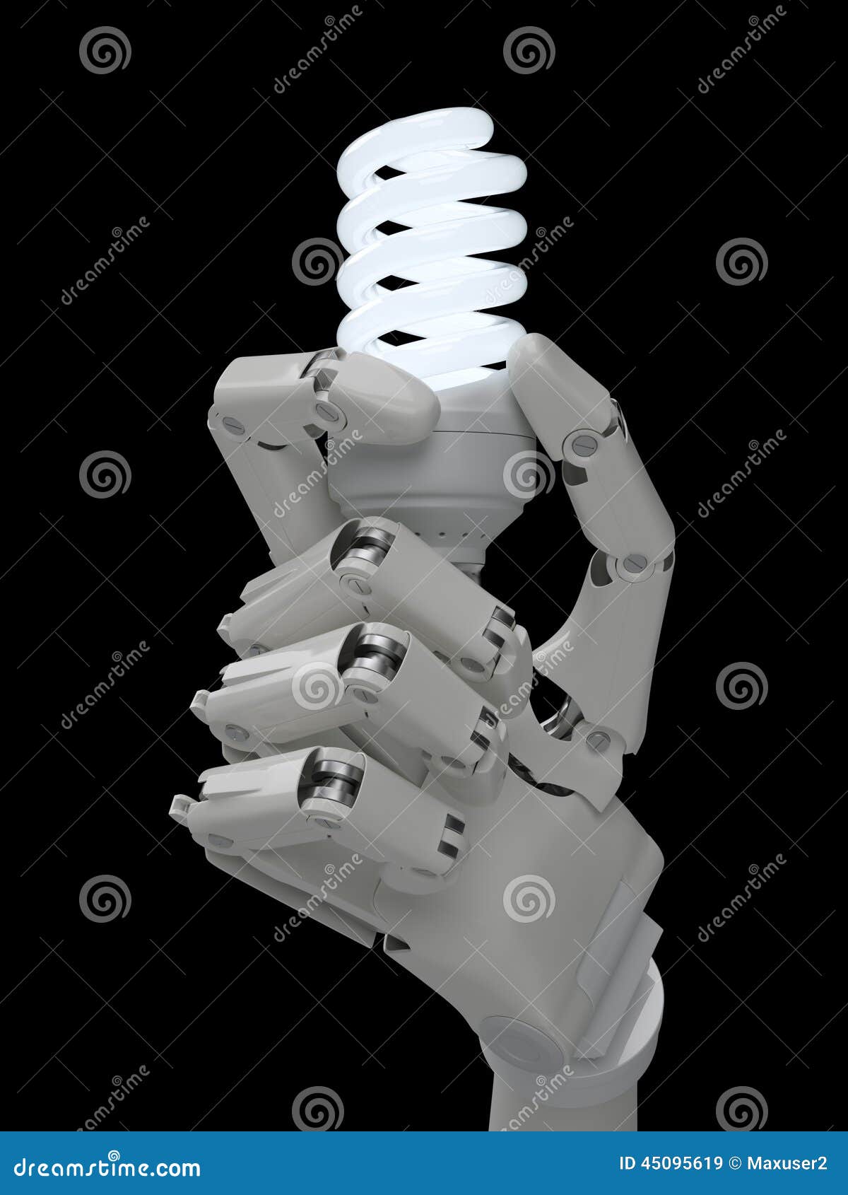 Glowing Light Bulb in Robot Hand Stock Image - Image of economical ...