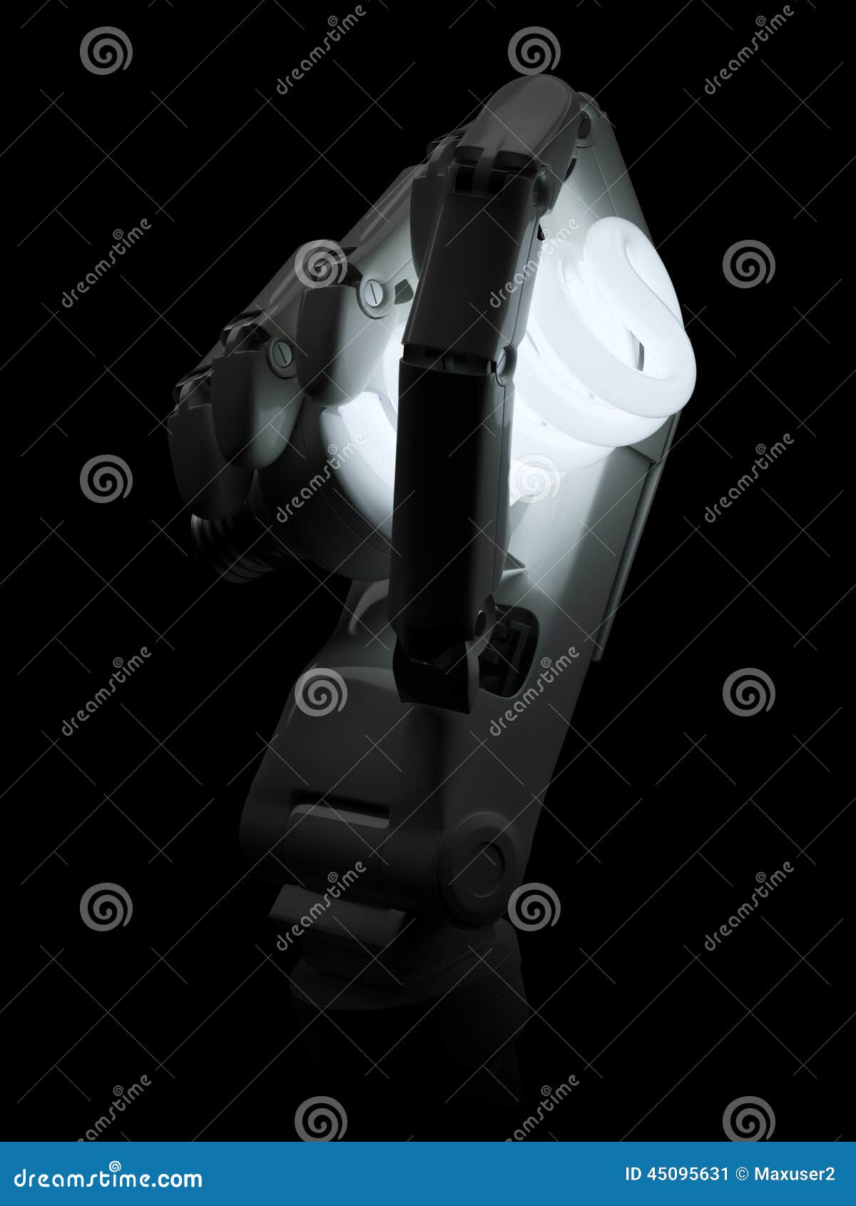 Glowing Light Bulb in Robot Hand Stock Image - Image of bright ...