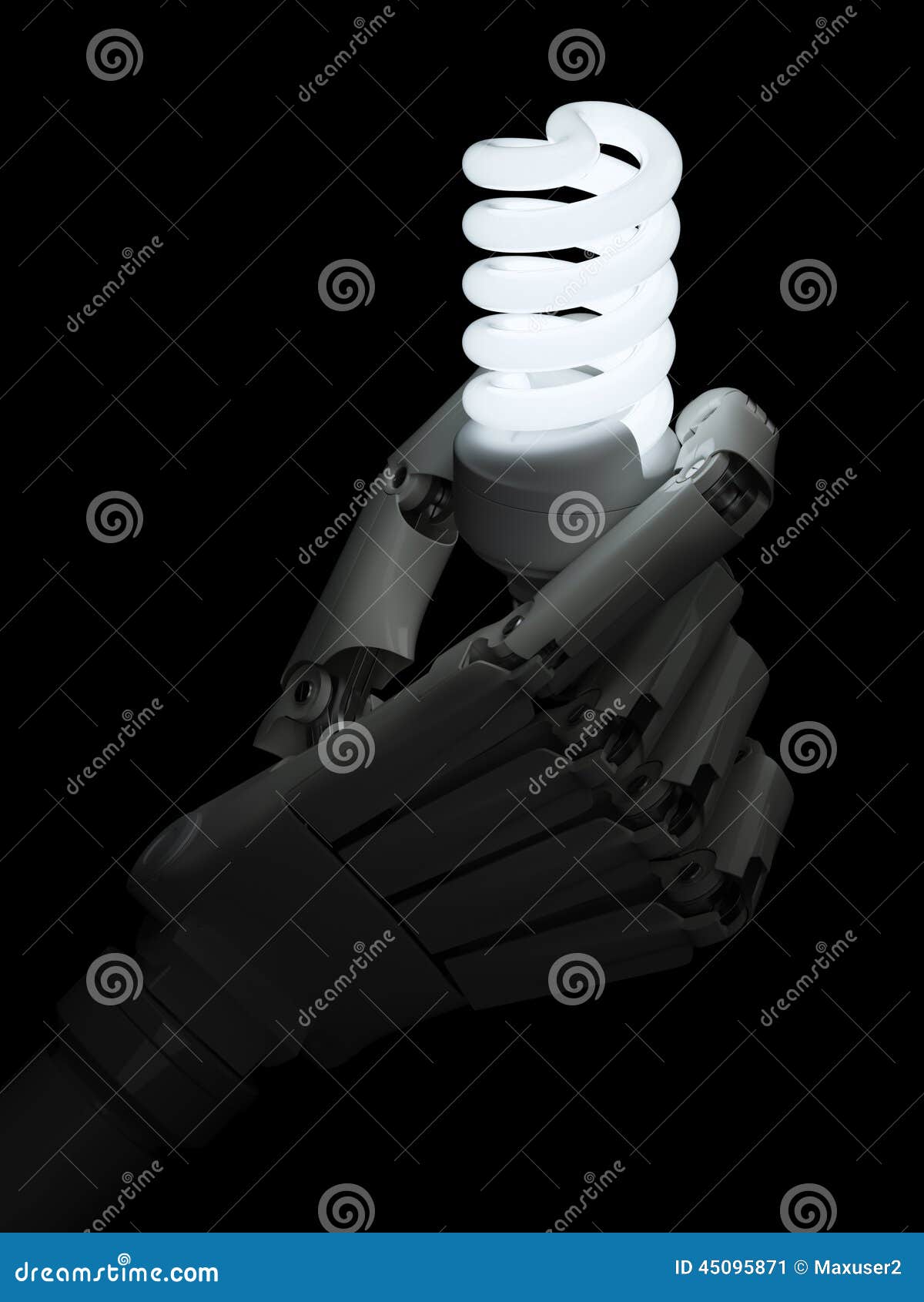 Glowing Light Bulb in Robot Hand Stock Image - Image of creativity ...