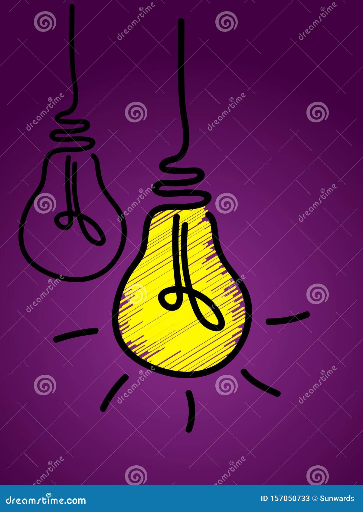 Glowing Light Bulb Scribble Line Icon Vector Stock Vector ...