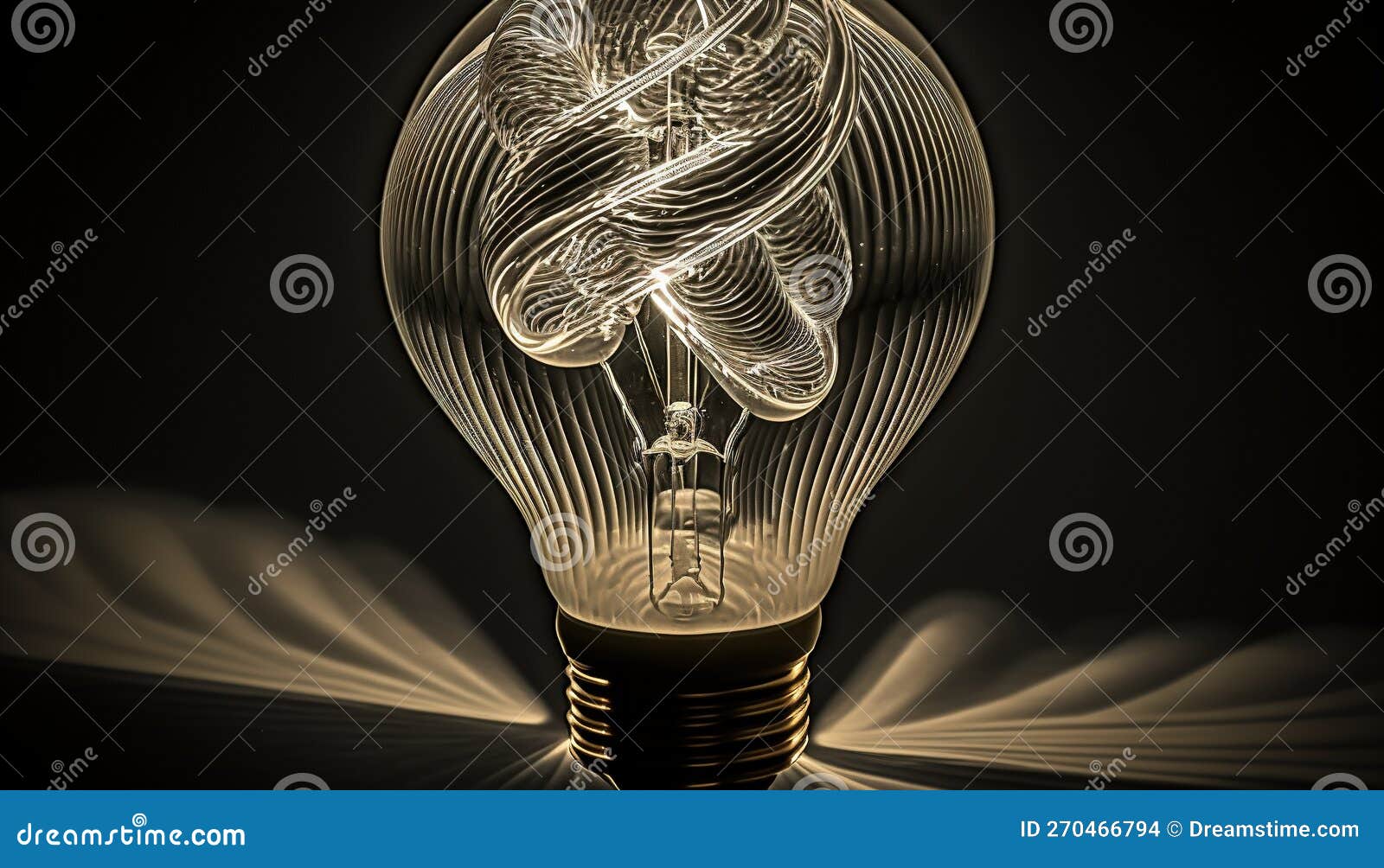 A Glowing Light Bulb with a Swirly Design on the Inside of the Light ...
