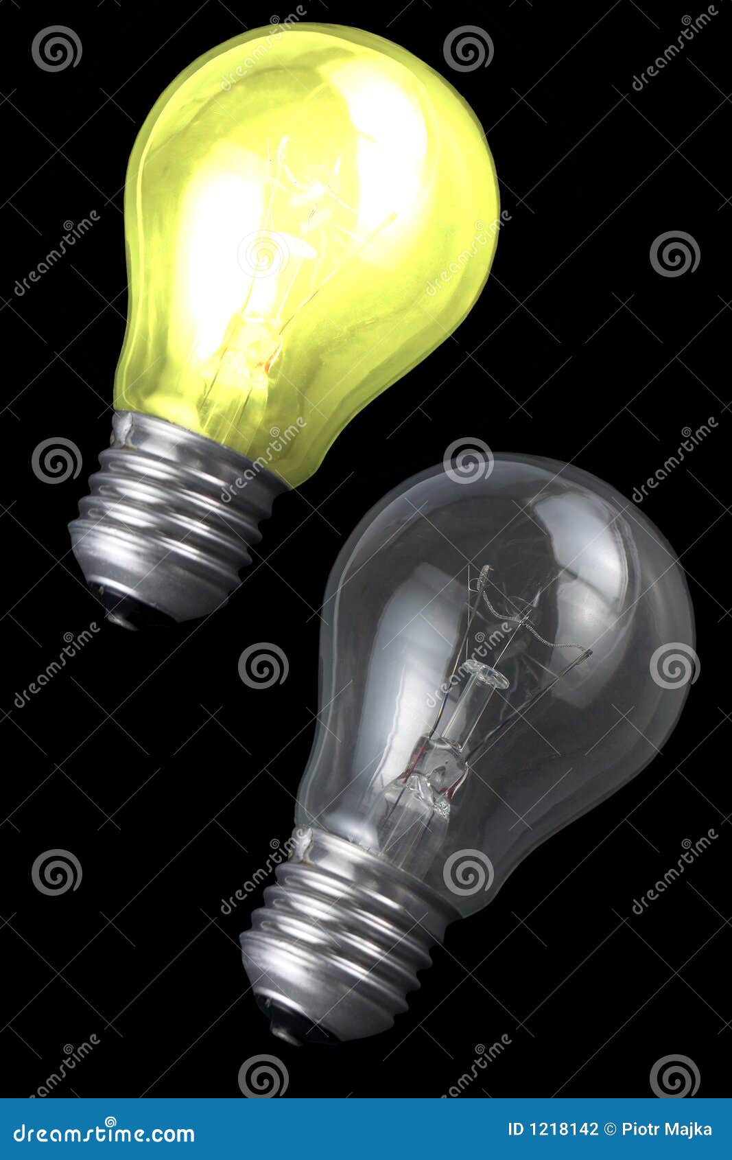 Glowing Light Bulbs Over Black Background Stock Photo - Image of circle ...