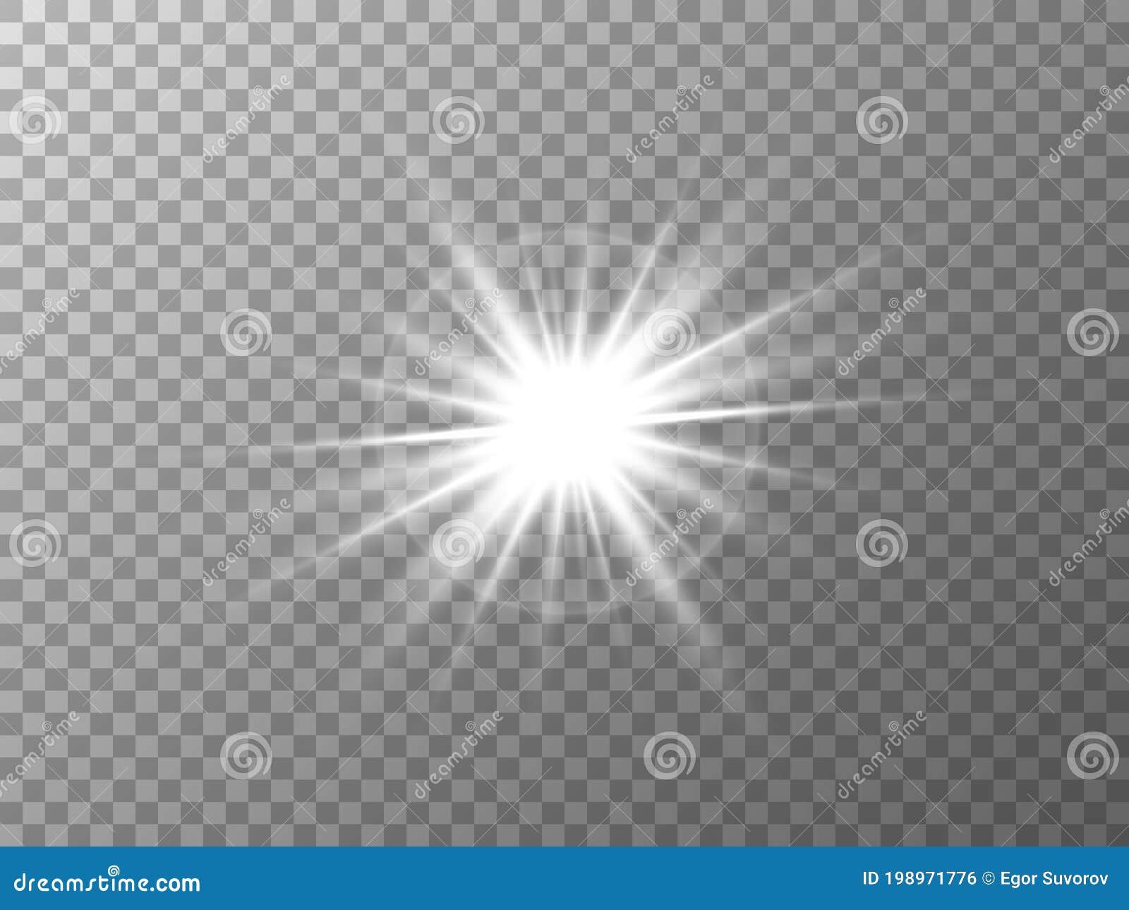 Glowing Light Effect. Silver Star Burst on Transparent Backdrop. White ...