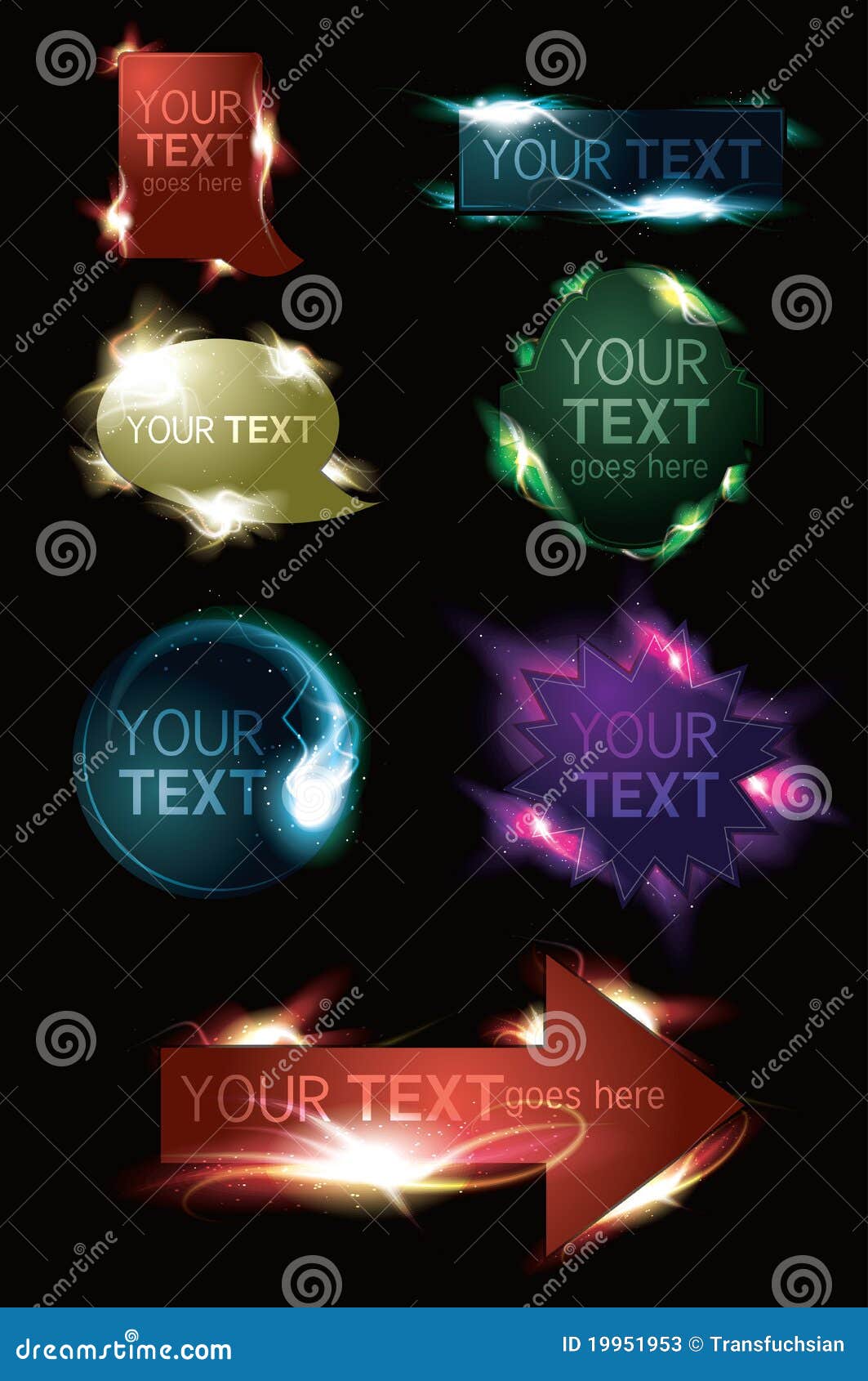 Glowing Light Effect Sparkling Web Buttons Stock Vector - Illustration ...