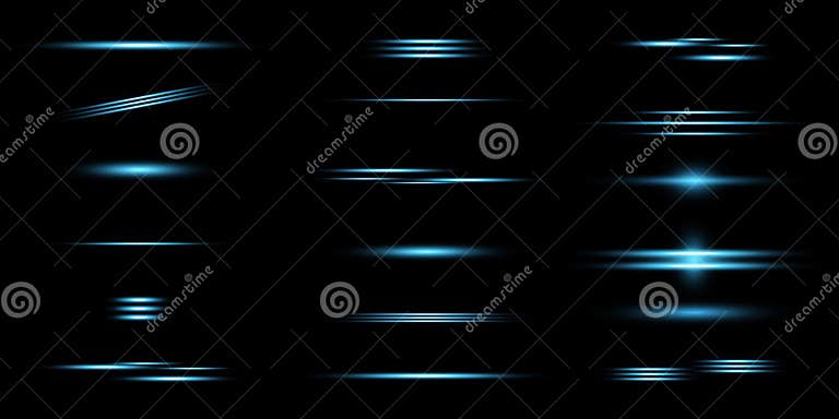 Glowing Light Effects Collection on Black. Optical Flash of Objects ...