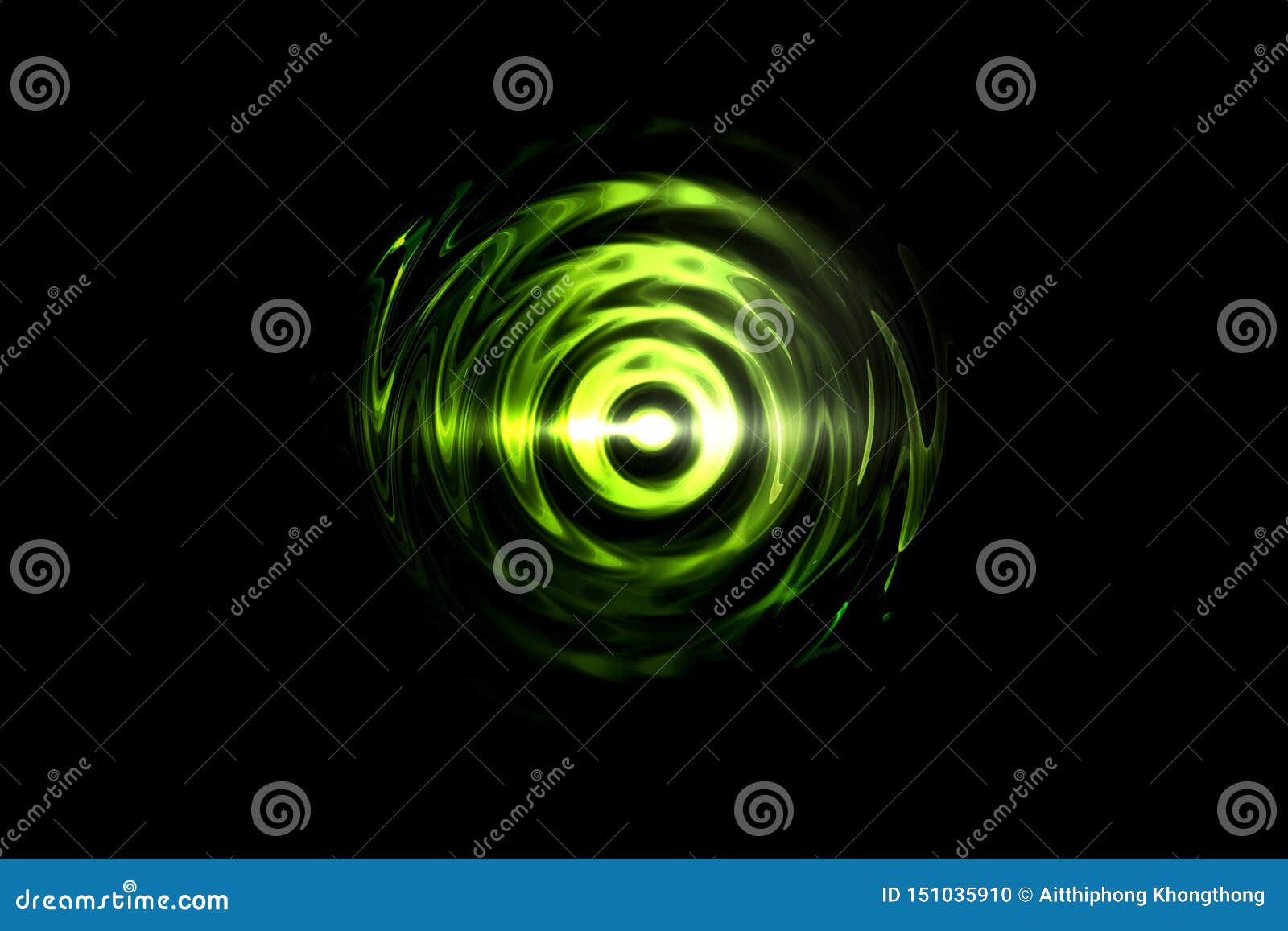 Glowing Light Green Vortex on Black Backdrop, Abstract Background Stock ...