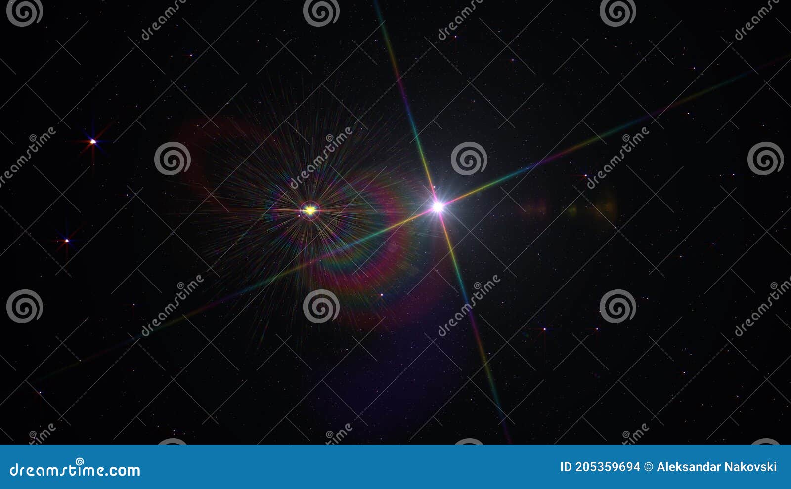 Glowing Light with Stars, Flares and Rays in Outer Space Stock ...