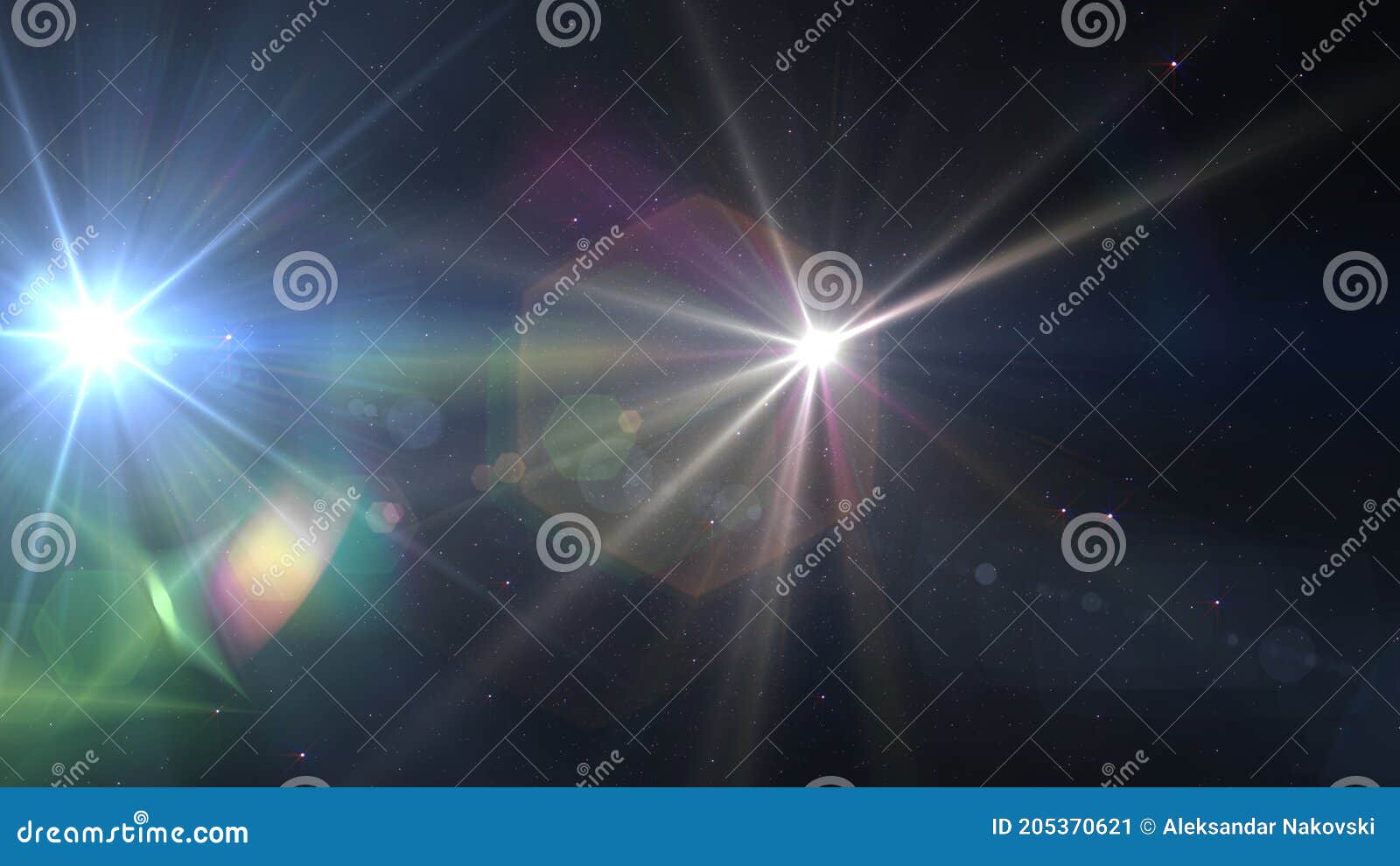 Glowing Light with Stars, Flares and Rays in Outer Space Stock ...