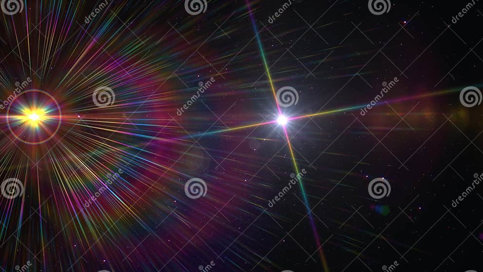 Glowing Light with Stars, Flares and Rays in Outer Space Stock Photo ...