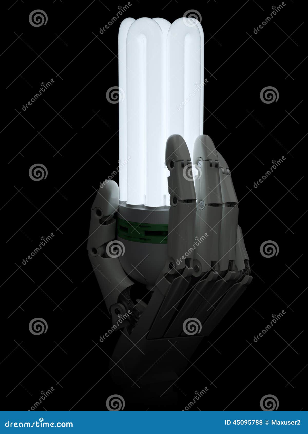 Glowing Lightbulb in Robot Hand Stock Photo - Image of glowing ...