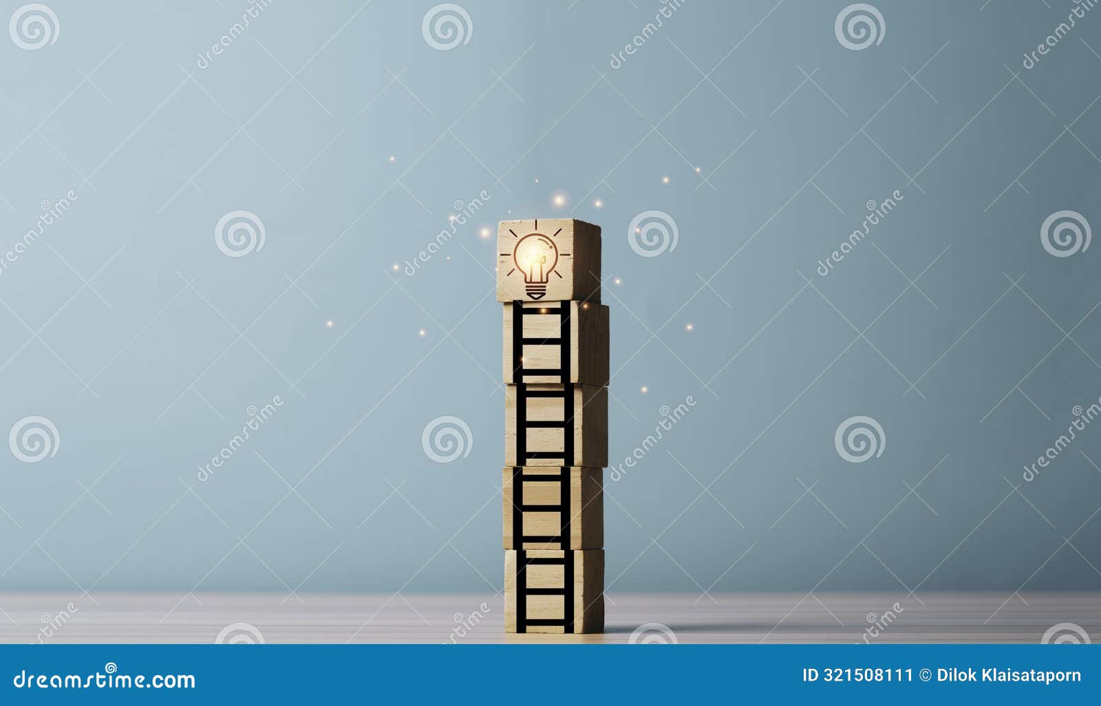 Glowing Lightbulb on the Top of Ladder for Creative Thinking Idea To ...