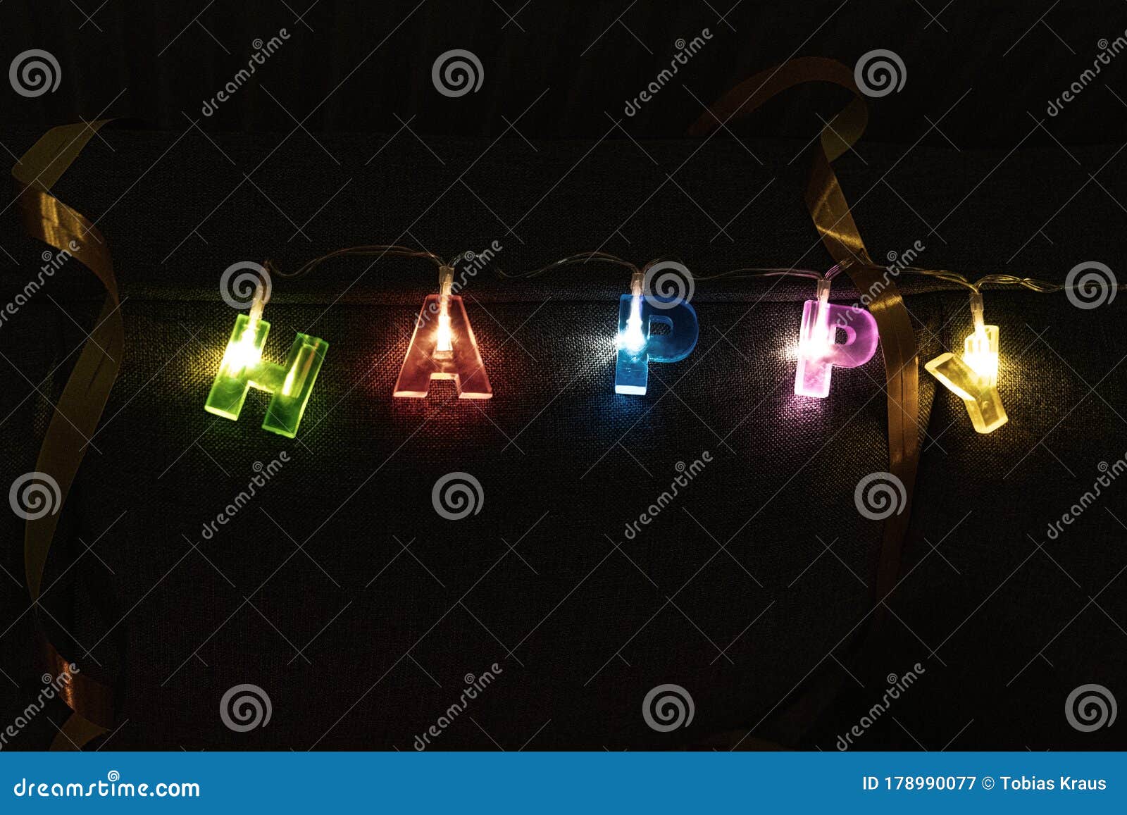 Glowing Lighting Letter Happy Stock Image - Image of abstract, festive ...