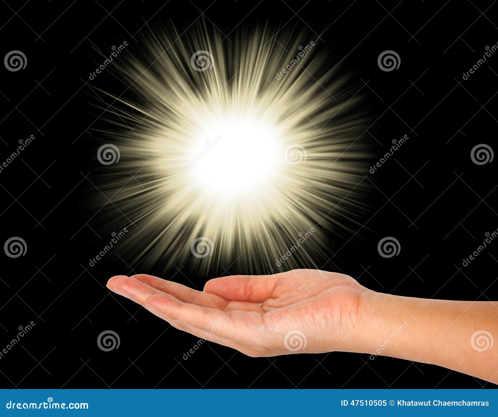 Glowing lights on hand stock illustration. Illustration of glowing ...