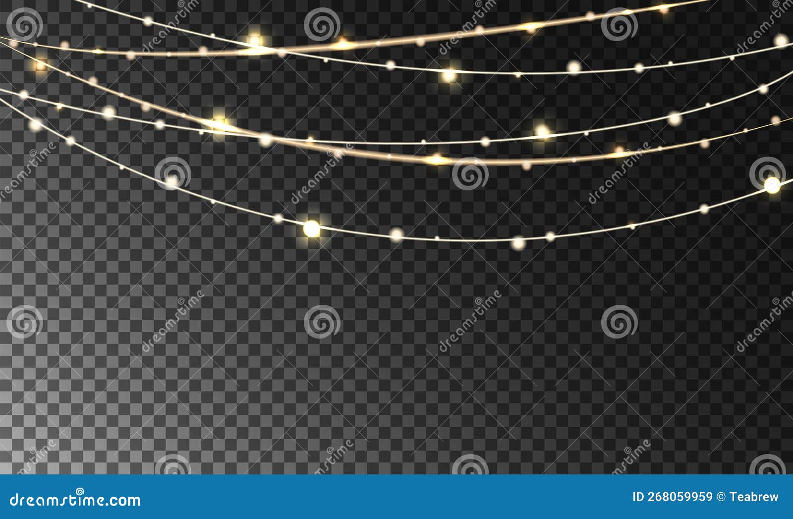 Glowing Lights on Wire Strings Isolated on Trasparent Backdrop Stock ...