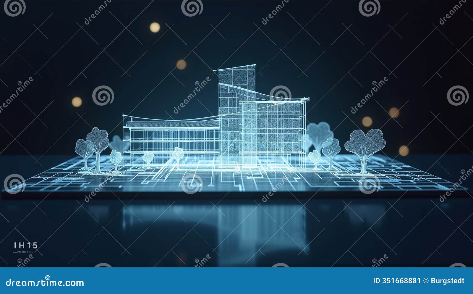 Glowing Lines Form a Futuristic Building Blueprint, Showcasing ...