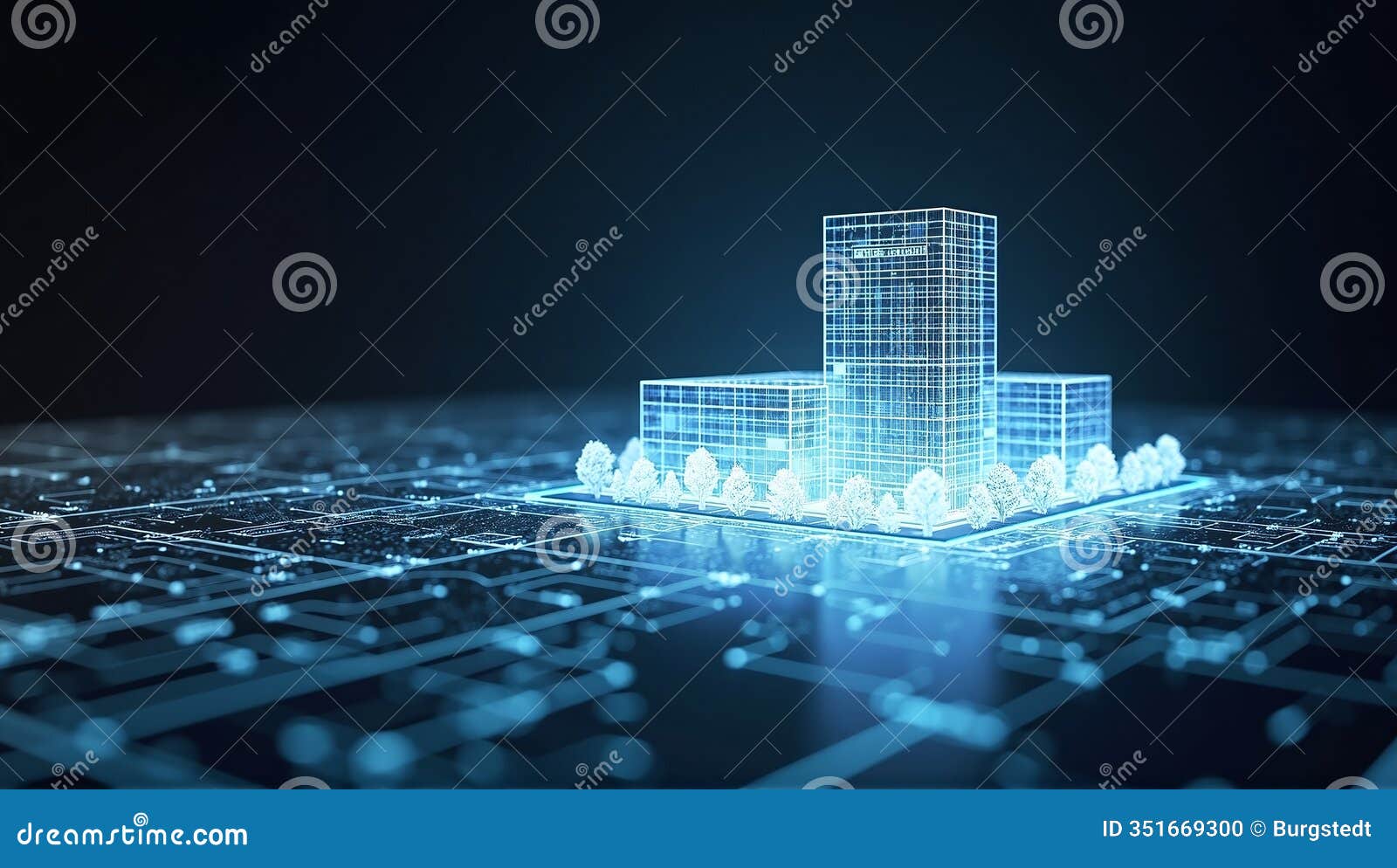 Glowing Lines Form a Futuristic Building Blueprint, Showcasing ...