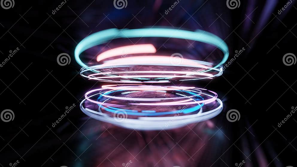 3d Render, Glowing Lines, Reflection, Abstract Background Stock ...