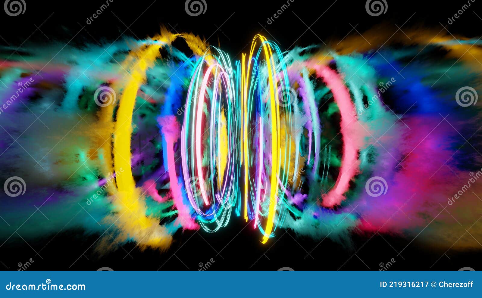 3d Render, Glowing Lines, Reflection, Abstract Background Stock ...