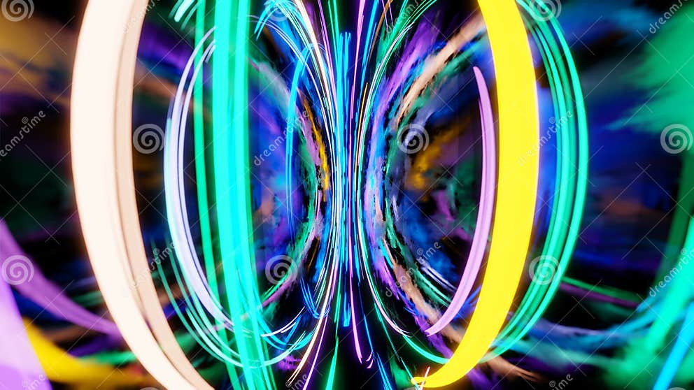 3d Render, Glowing Lines, Reflection, Abstract Background Stock ...