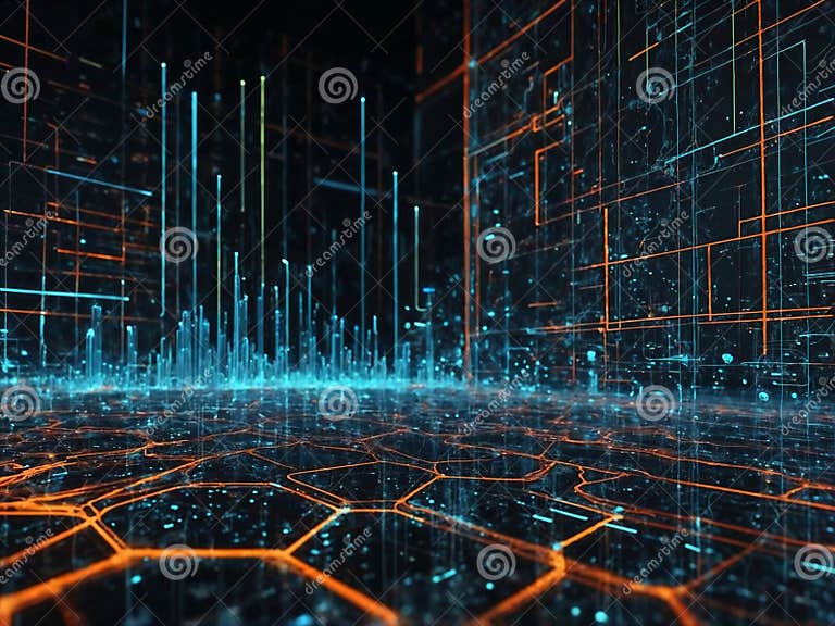 Glowing Lines Visualizing Data Flow and Infrastructure (Generative AI) Stock Illustration ...