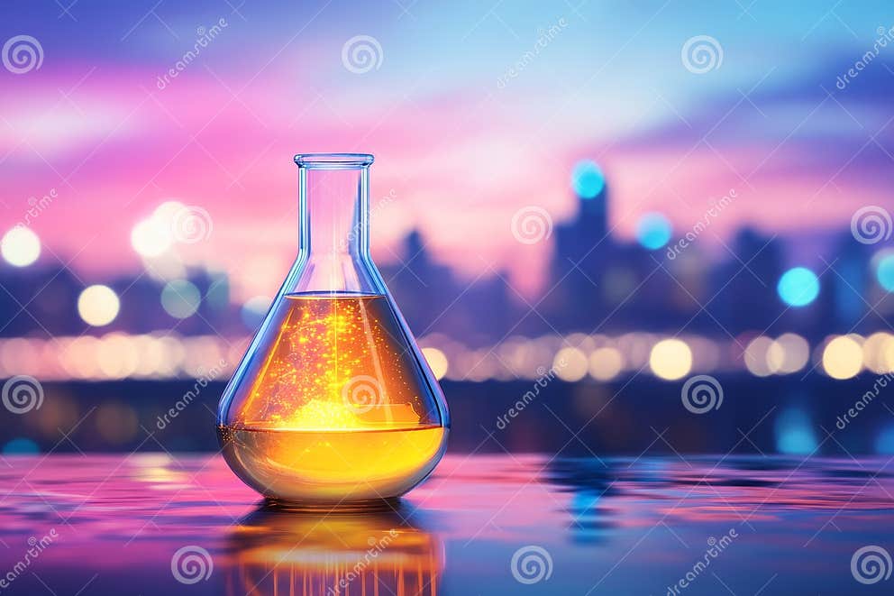 Glowing Liquid in Flask at Dusk a Flask Containing a Glowing Liquid ...