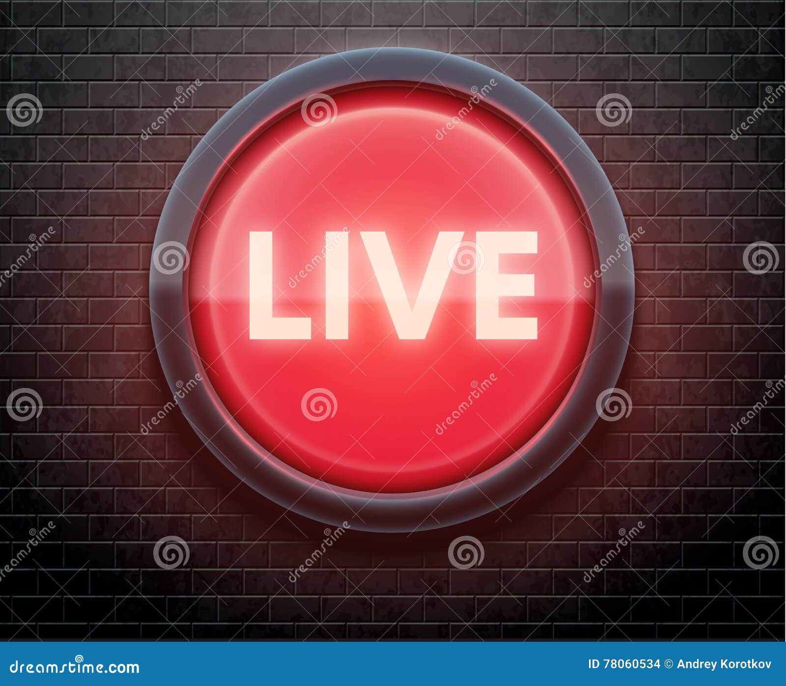 Glowing Live Red Sign on Black Brick Wall Stock Vector - Illustration ...