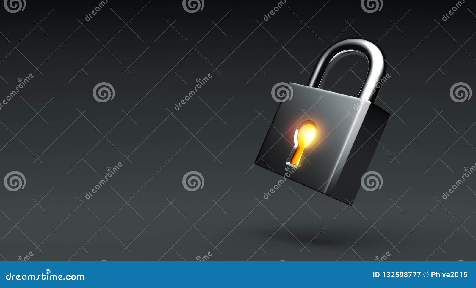 Glowing Lock on Dark Background Stock Illustration - Illustration of ...
