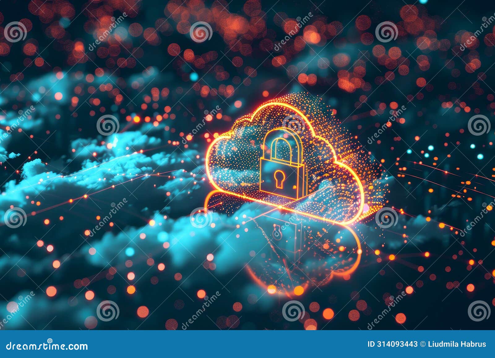 A Glowing Lock is on a Dark Background Stock Image - Image of computing ...