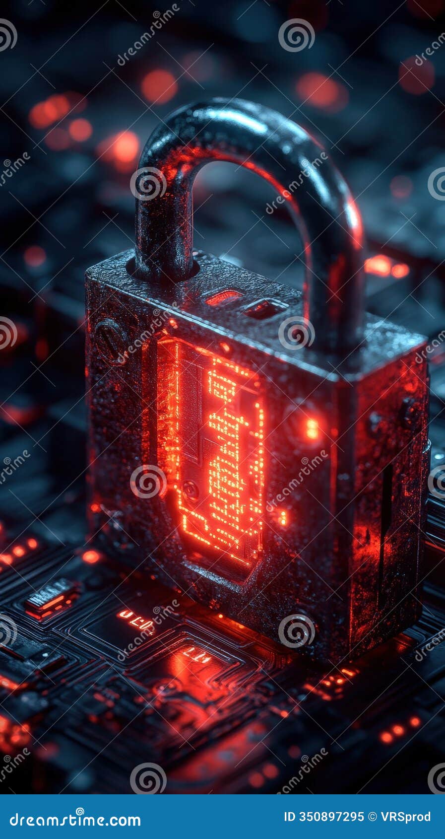 Glowing Lock Embedded in a Digital Circuit Stock Image - Image of ...